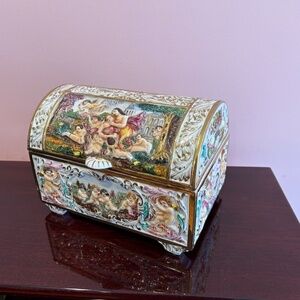 Capodimonte | Art | Antique Capodimonte Porcelain Large Trinket Box ...